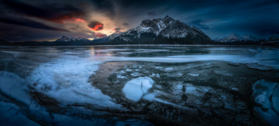 A cold morning at a frozen lake by Bing Li
