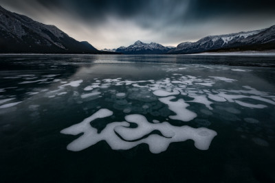 Ice bubble lake on an overcast day by Songlin Xu