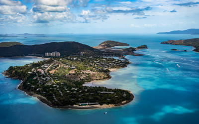 Aerial View of Hamilton Island's Idyllic Landscapes and Sailboats on ...