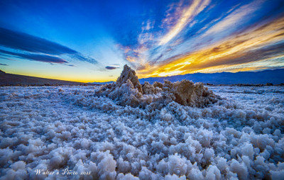Sunset at Bad Water in Nevada Desert by Walterzha