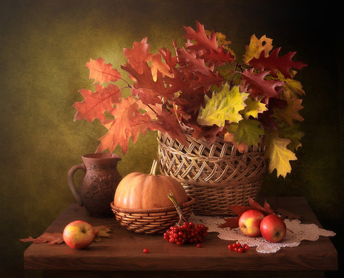 Still Life with Autumn Leaves by Татьяна Скороход