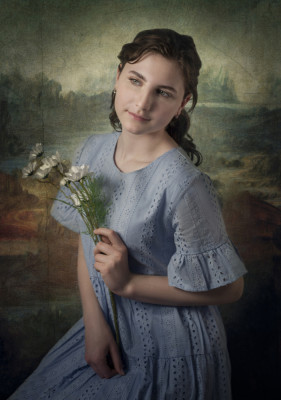 The girl with flowers by Teodora Codreanu